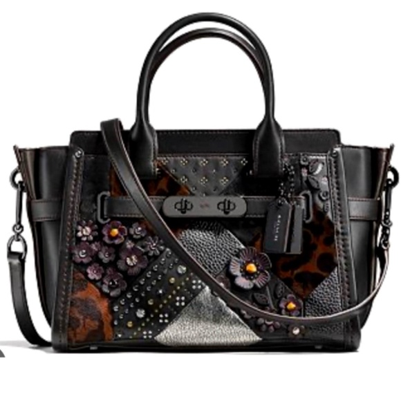 Coach | Bags | Coach Tea Rose Embellished Canyon Quilt Swagger 27 ...